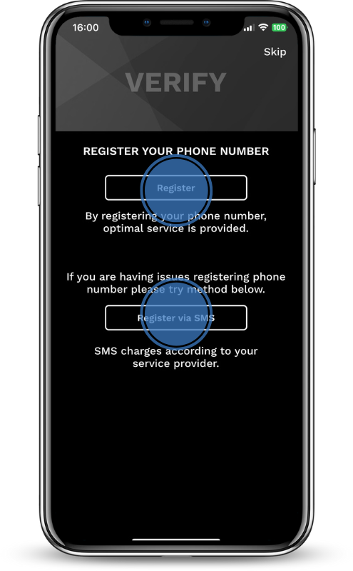 Log in to the mobile application